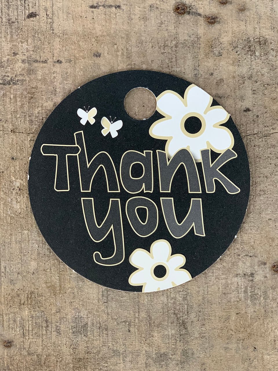 Sort/Hvid Kort - Thank You (pakke m. 20 stk.) - Runde Kort - Sort/Hvid - A2 Living ApS