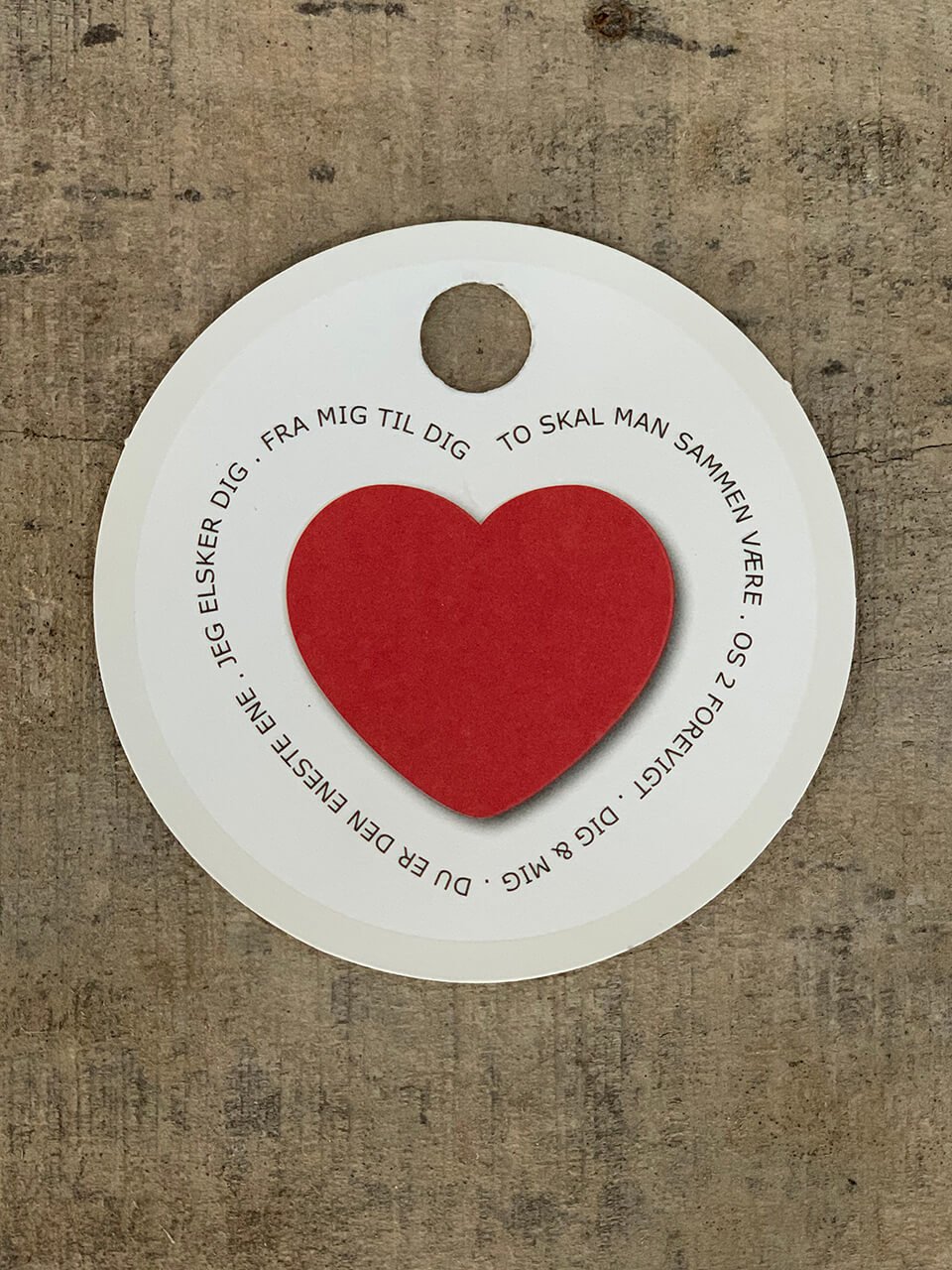 Farve Kort - Hjerte med tekst (pakke m. 20 stk.) - Runde Kort - Farve ...